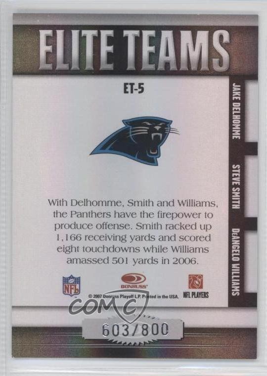 2007 Donruss Elite Teams Black /800 Jake Delhomme DeAngelo Williams ...
