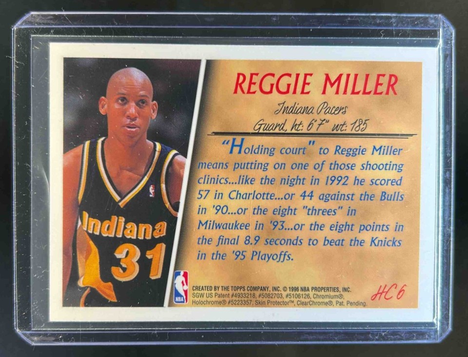 1996-97 Topps Reggie Miller Holding Court Refractor #HC6 Pacers | eBay