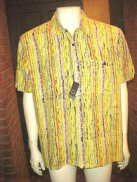 NWT MEN'S GENELLI SILK SHIRT SHORT SLEEVE GEOMETRIC MULTICOLOR SIZE ...