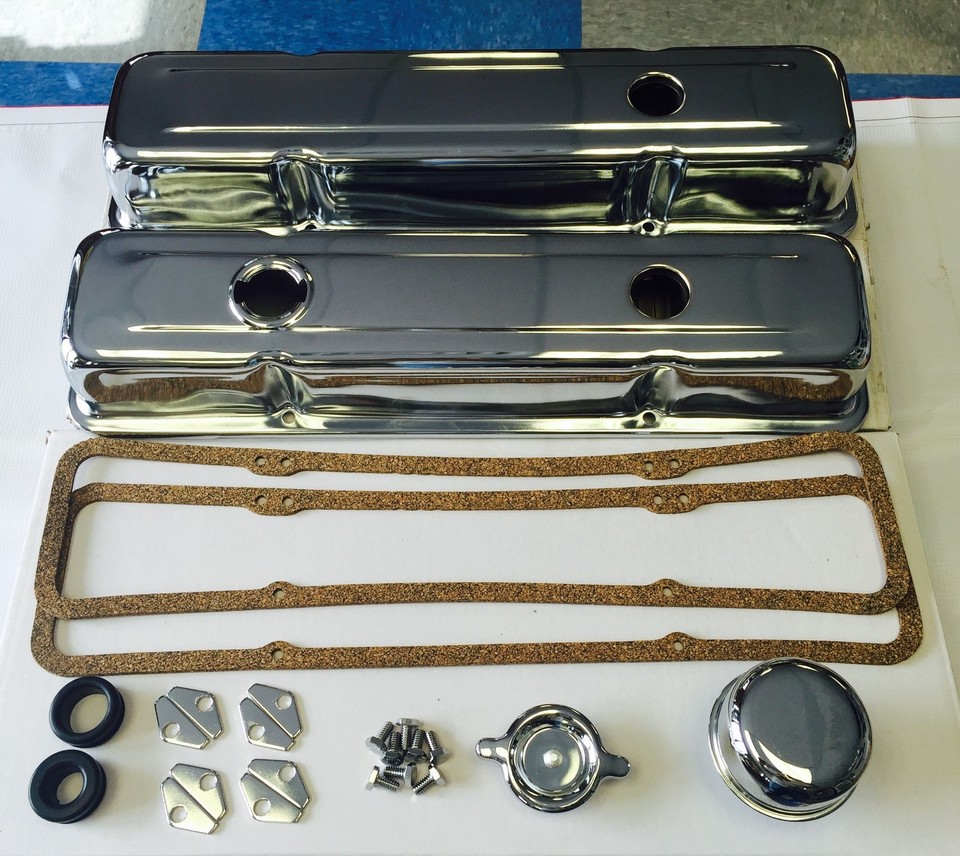 1968-1982 Corvette Valve Covers Chrome Kit | Gaskets Grommets Hardware ...