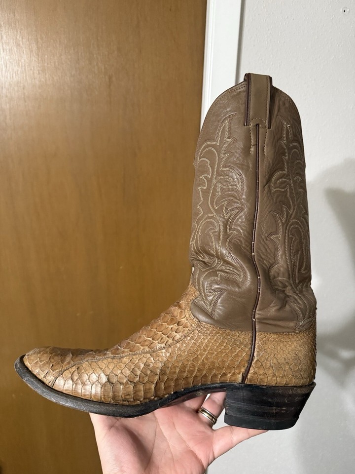 Justin Cowboy Boots Size 10.5 Python Snakeskin | eBay