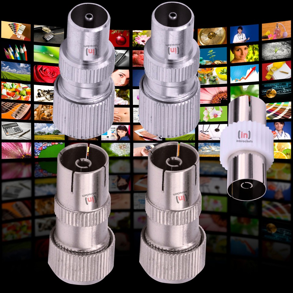 Aerial Cable Connector Set - 2 Female & 2 Male TV Aerial Connectors ...