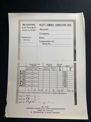 WW2 Compass Correction Card Demonstrator Classroom Model FAA-120 AAFNS ...