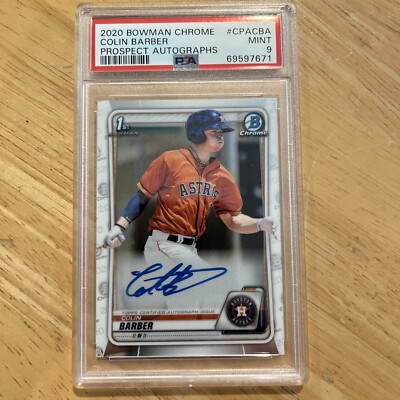2020 Bowman Chrome Colin Barber Prospect Autographs PSA 9 1st Bowman ...