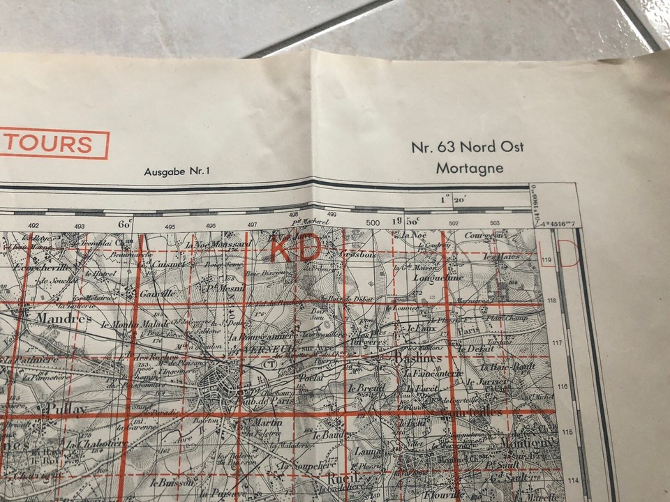 vintage Normandy German Artillery Map Dday Original 1944 | eBay