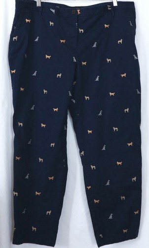 TALBOTS Navy Relaxed Chinos Embr Dogs 4 Pckts Front Zip Sz 18W EXC | eBay