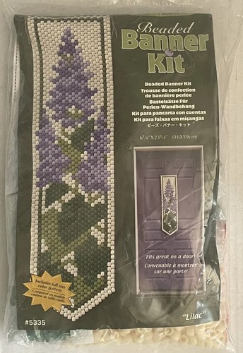The Beadery Beaded Banner Kit LILAC Floral Door Wall Hang Craft Purple ...