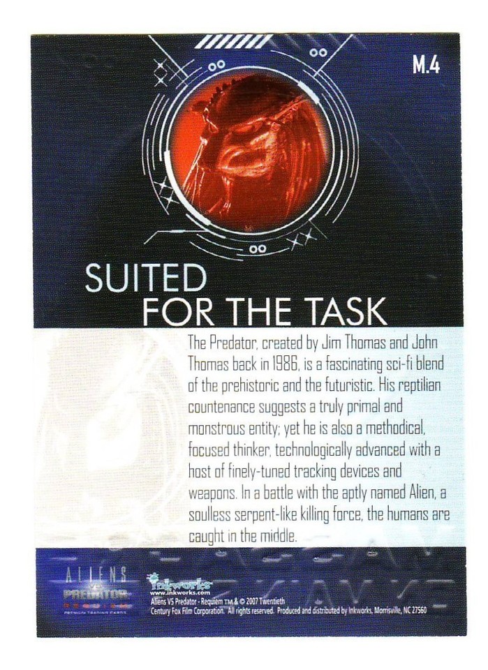 ALIENS VS PREDATOR REQUIEM MASSACRE ON MAIN STREET INSERT CARD M4 | eBay