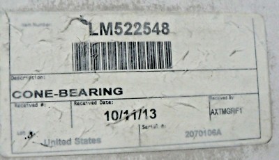 CNH JI CASE MC2500 P/N L30841 S83392 TIMKEN CONE BEARING LM522548 | eBay
