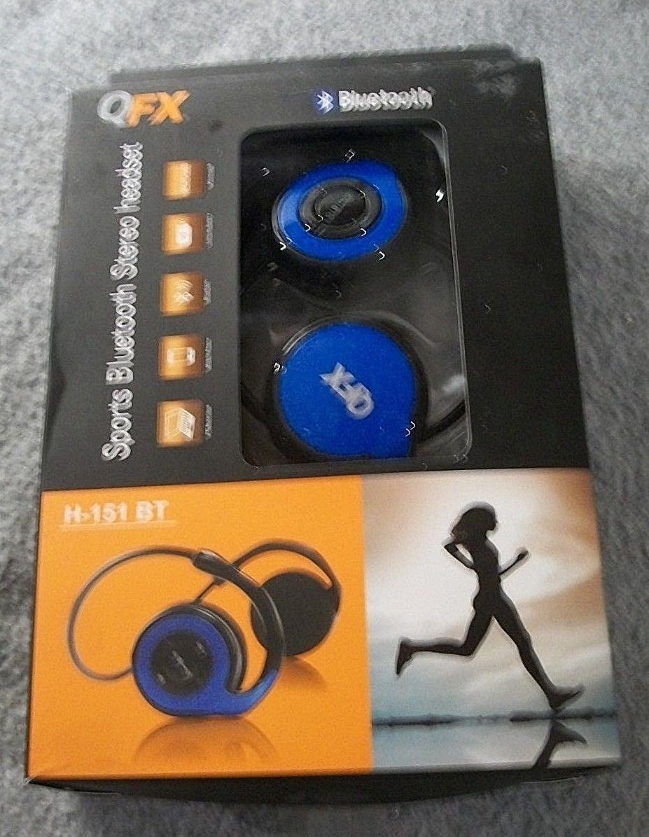Bluetooth Stereo SPORTS Headset with Microphone - BLUE - QFX H-151BT | eBay