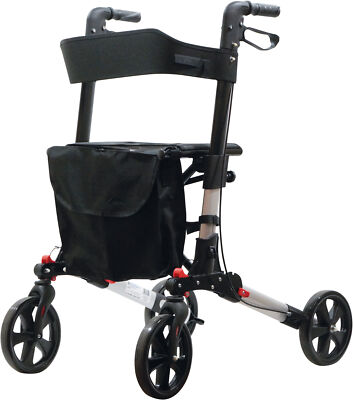 Lightweight Fold Flat Compact Rollator with Bag Backrest - Grey, Purple ...