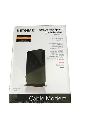 NETGEAR CM500 Cable Modem with Power Supply DOCSIS 3.0 / 16x4 680 Mbps ...
