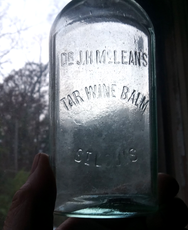 DR.J.H.McLEAN'S TAR WINE BALM ST.LOUIS 7"MEDIUM SIZE MEDICINE BOTTLE ...