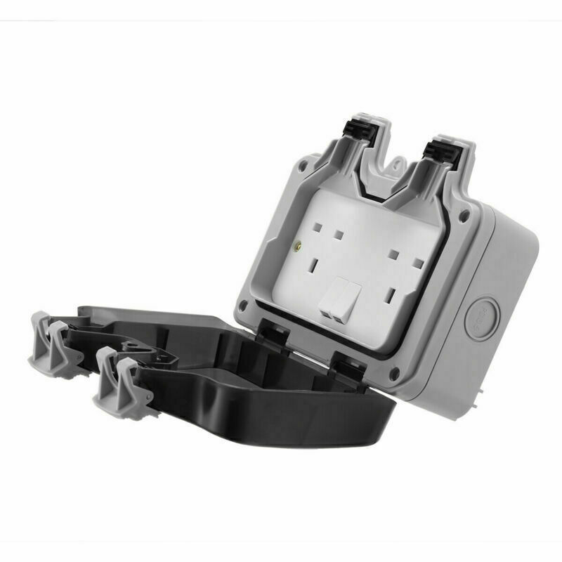 Waterproof Outdoor Double Pole Switched Socket Box Electrical External ...