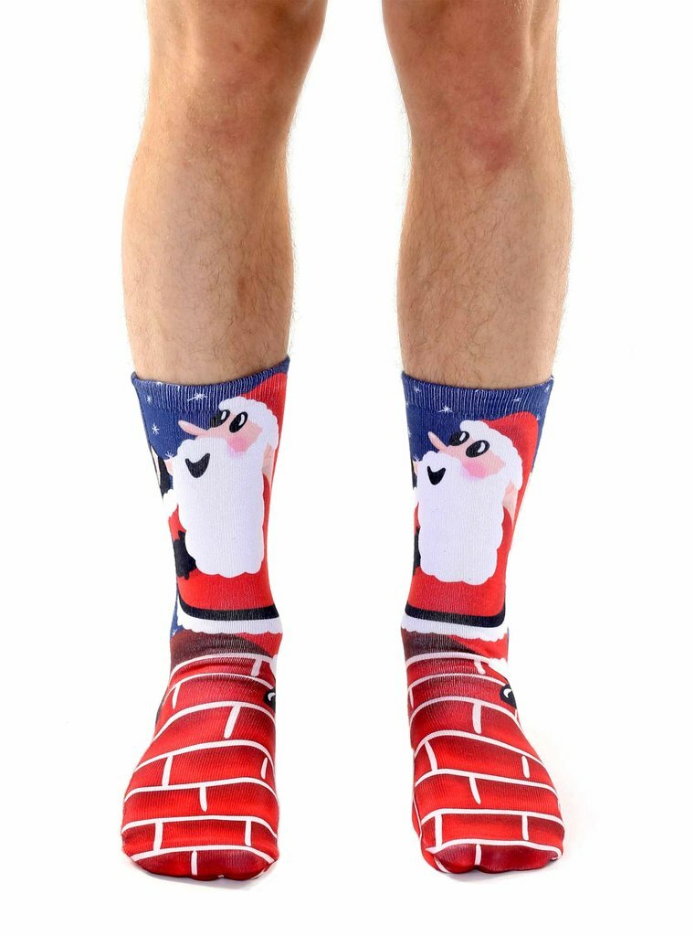 LIVING ROYAL Santa Climbing Chimney Novelty Crew Socks $12 NEW | eBay