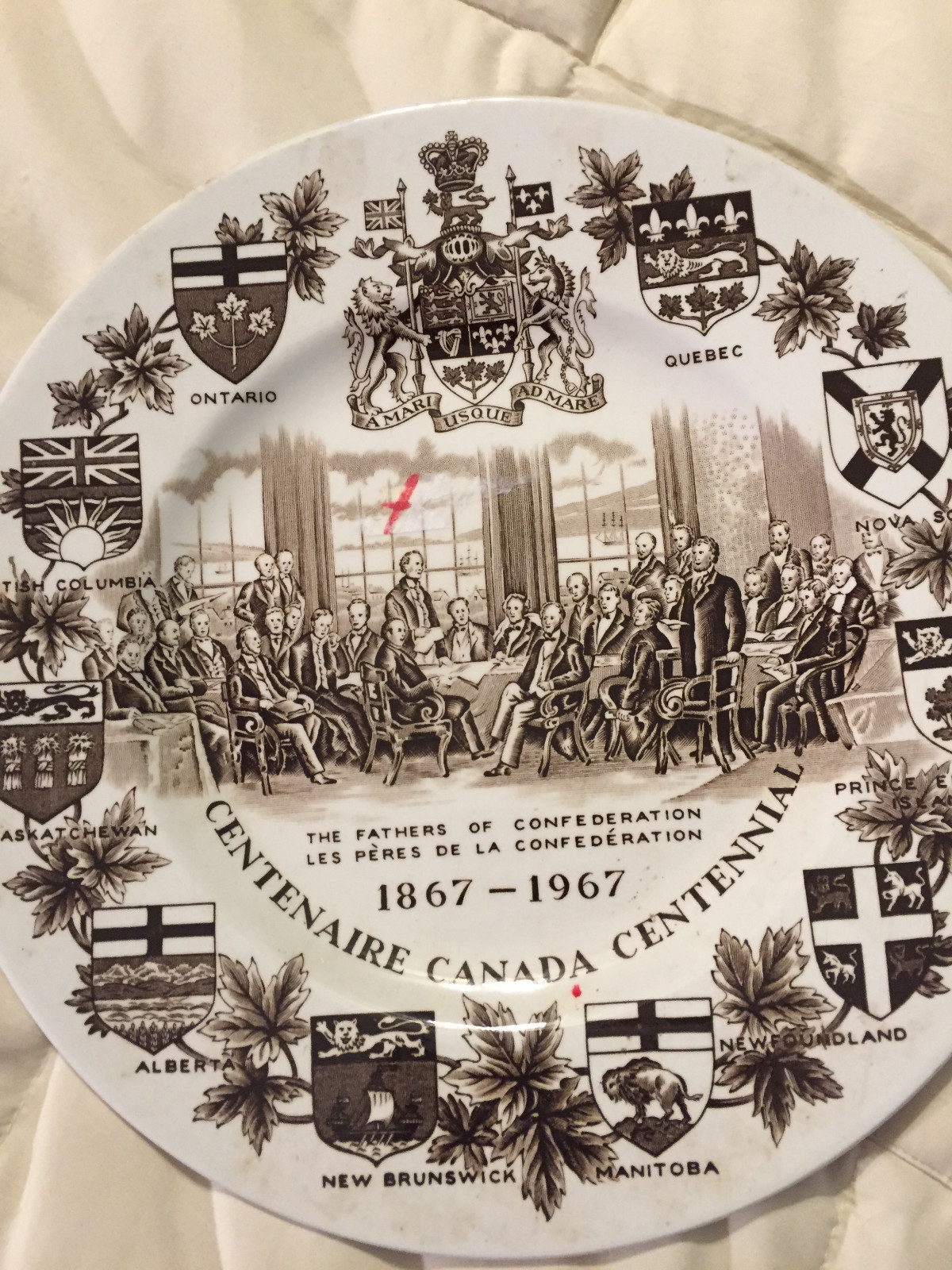 VINTAGE ENGLAND ALPINE WHITE IRONSTONE WOOD & SONS CANADA CENTENNIAL ...