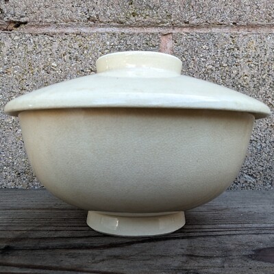 Antique Japanese Blank Satsuma Ceramic Pottery Lidded Rice Bowl Japan ...