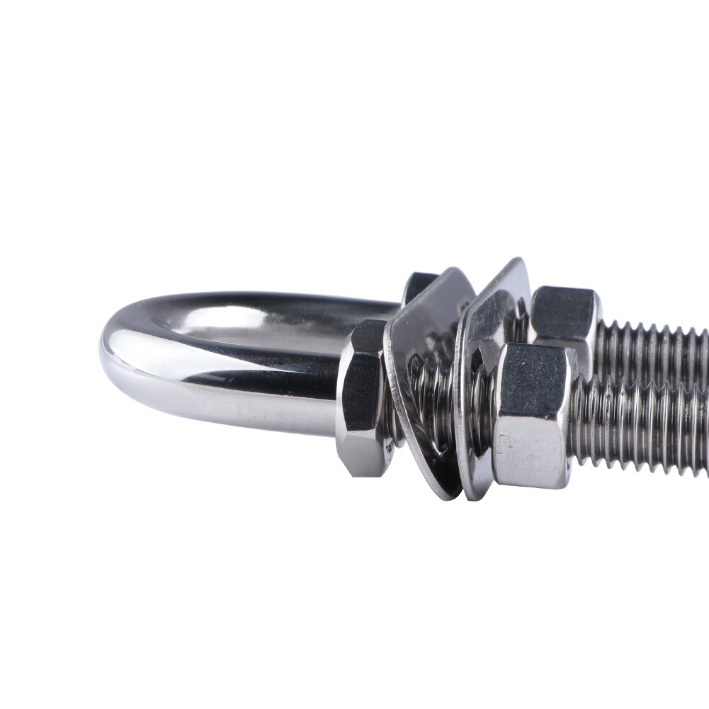 2X Stainless Steel Marine Boat Stern Bow Eye Tie Down 5" U Bolt with ...