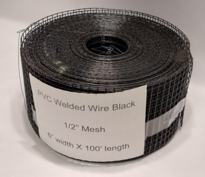 PVC WELDED WIRE BLACK G Black 1/2" MESH - PVC COATED 6" WITH X 100 ...
