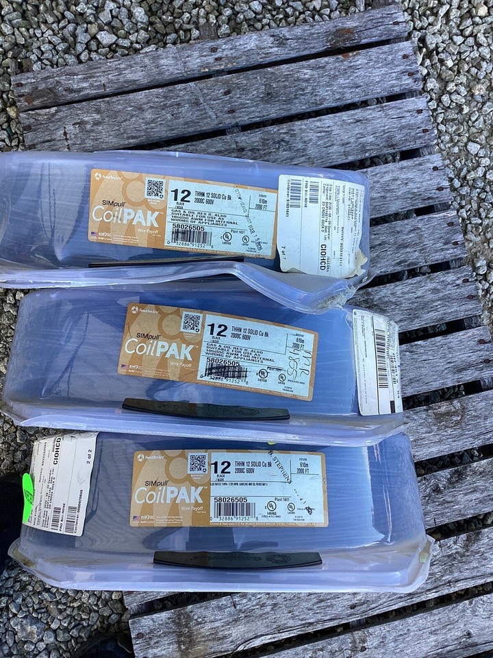 30+lb.. Of Southwire THHN #12 Solid Copper Black Wire (2000ft 52lb ...