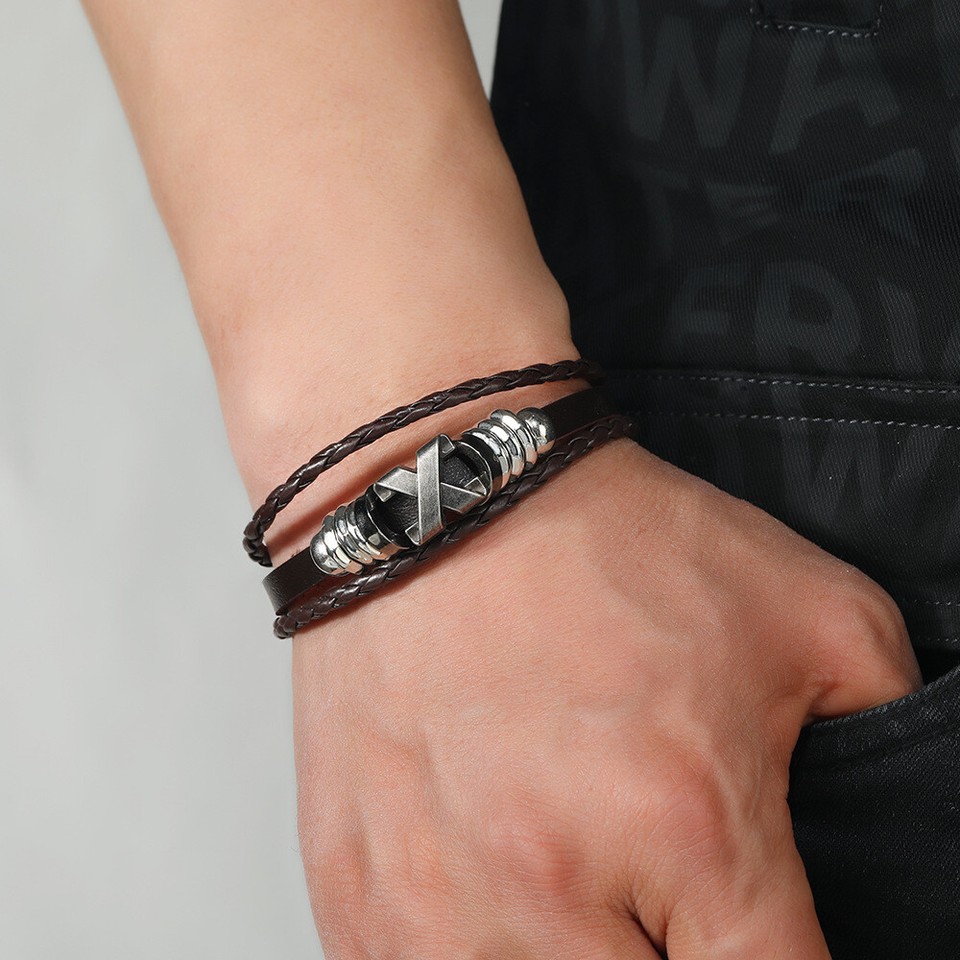 Anime Pirate Leather Bracelets Punk Braided Bracelets for Men Jewelry ...