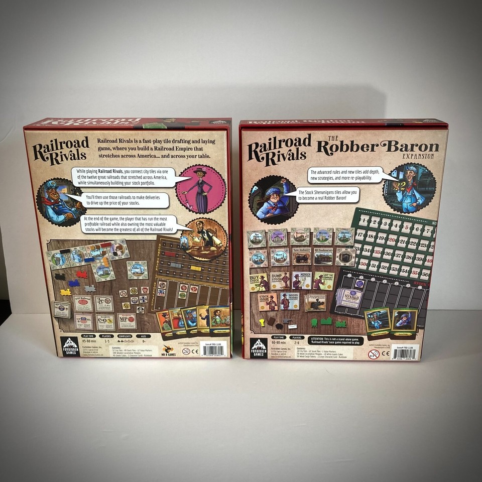 RAILROAD RIVALS BOARD GAME +ROBBER BARON EXPANSION +HOTEL+WATER TOWER ...