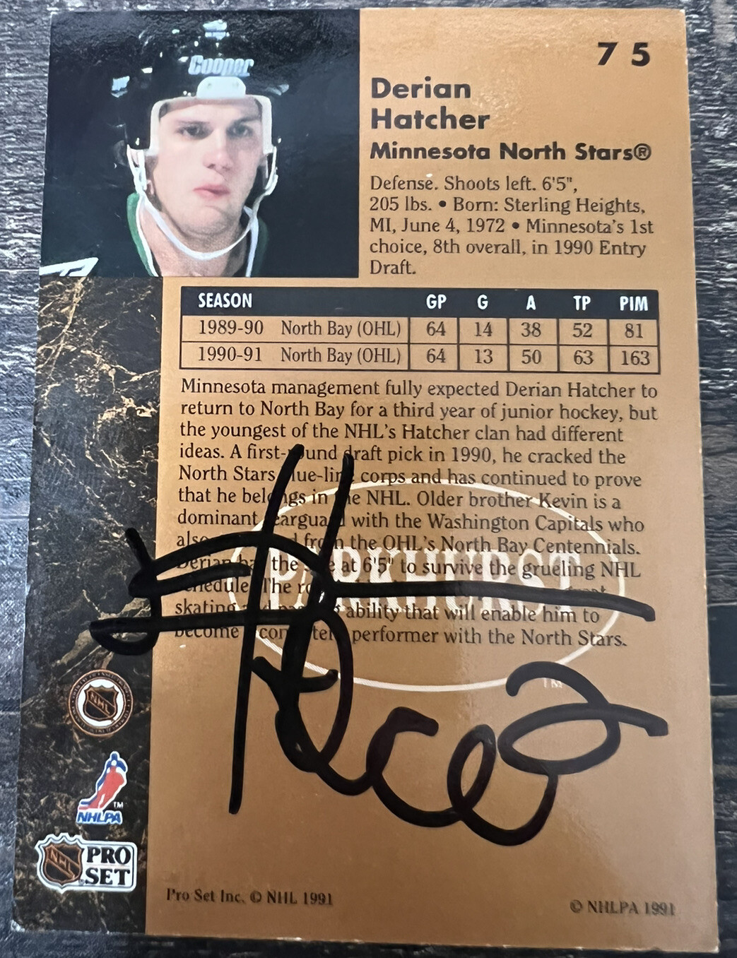 Derian Hatcher Pro Set Autographed Rookie Card | eBay