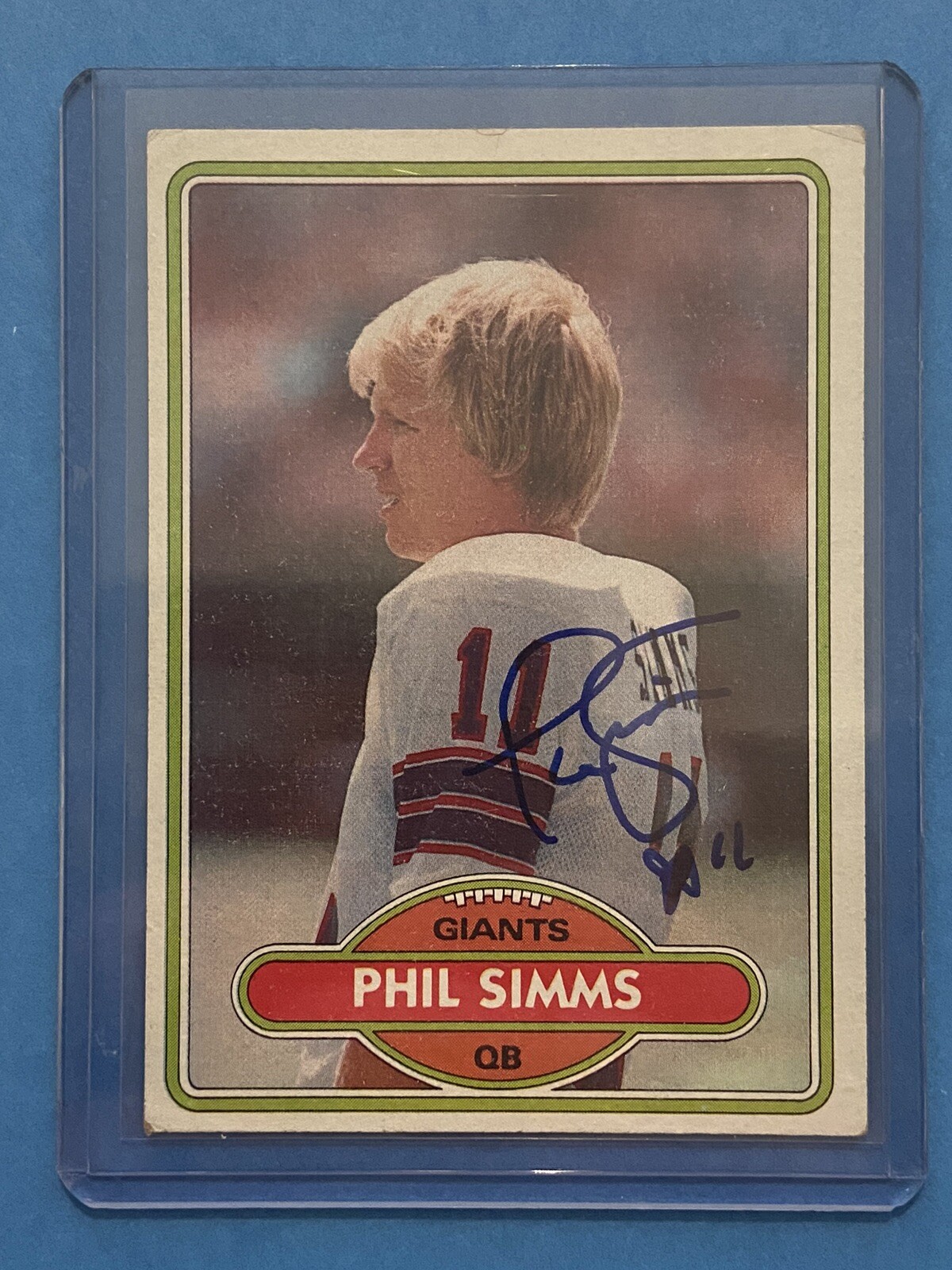 PHIL SIMMS Hand Signed ROOKIE 1980 Topps #225 New York Giants RC ...