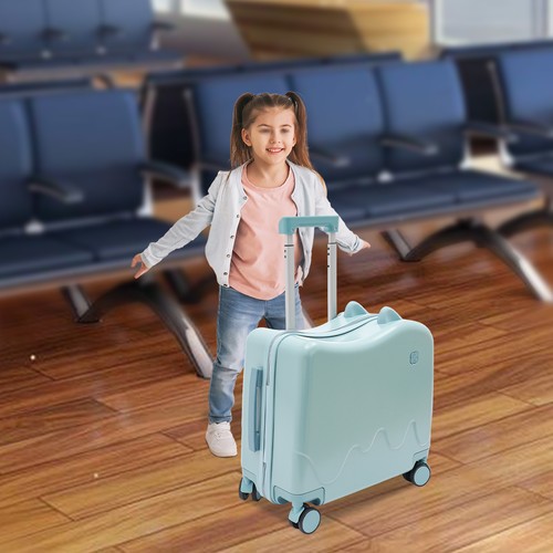 Kids Ride-On Suitcase 18" Medium Hardside Luggage Carry On Suitcase For ...