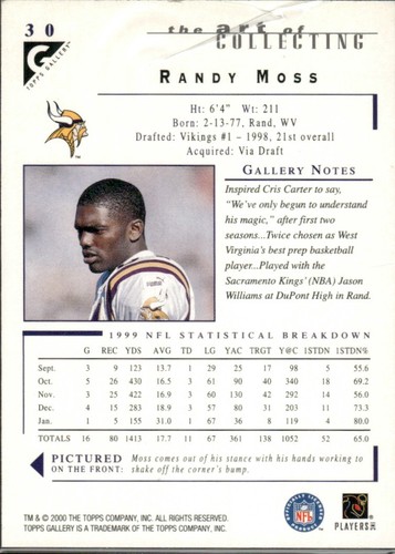 Randy Moss 2000 Topps Gallery Minnesota Vikings | eBay