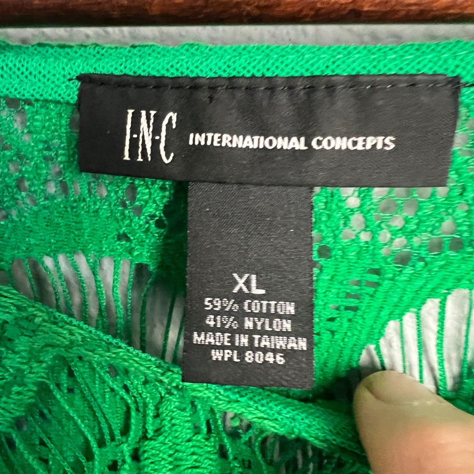 INC International Concepts Open Lace Kelly Green XL Scallop Hem Semi ...