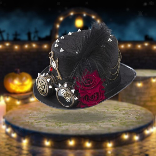 Unisex Steampunk Top Hat Gothic with Rivets Fedora for Adult Novelty ...