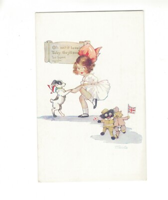 Postcard Art.Signed Girl dog Colored Doll by A.Richardson Tuck TA1660 ...