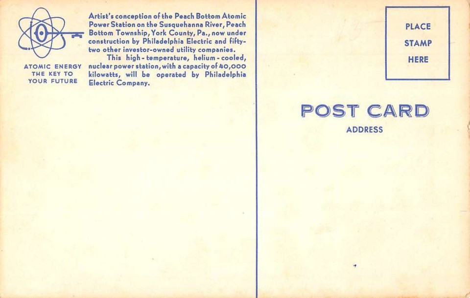 Peach Bottom Township Pennsylvania Atomic Station Vintage Postcard ...