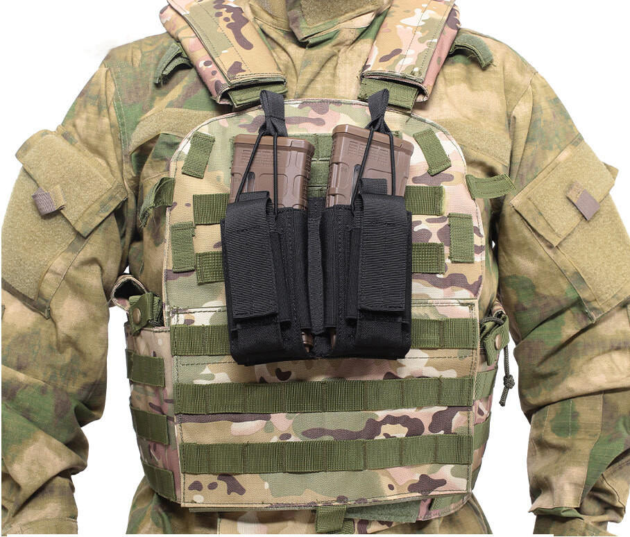 Tactical Molle 9mm 5.56 Magazine Pouch Double Rifle Pistol Mag Holder ...