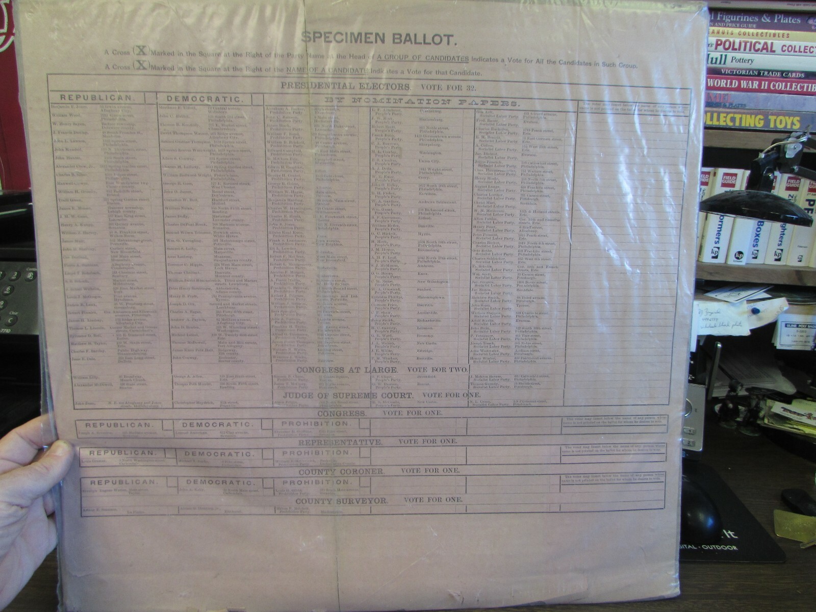 PRESIDENTIAL ELECTORS - SPECIMEN BALLOT - JOSEPH A. SCRANTON CONGRESS ...