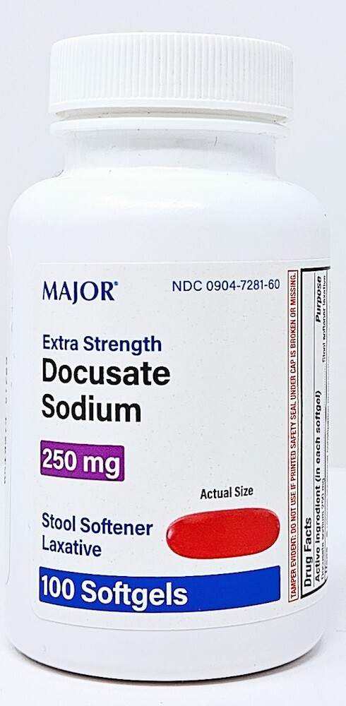 Major Docusate Sodium 250 mg - Softgels (Stool Softener) 100 ct-Exp ...