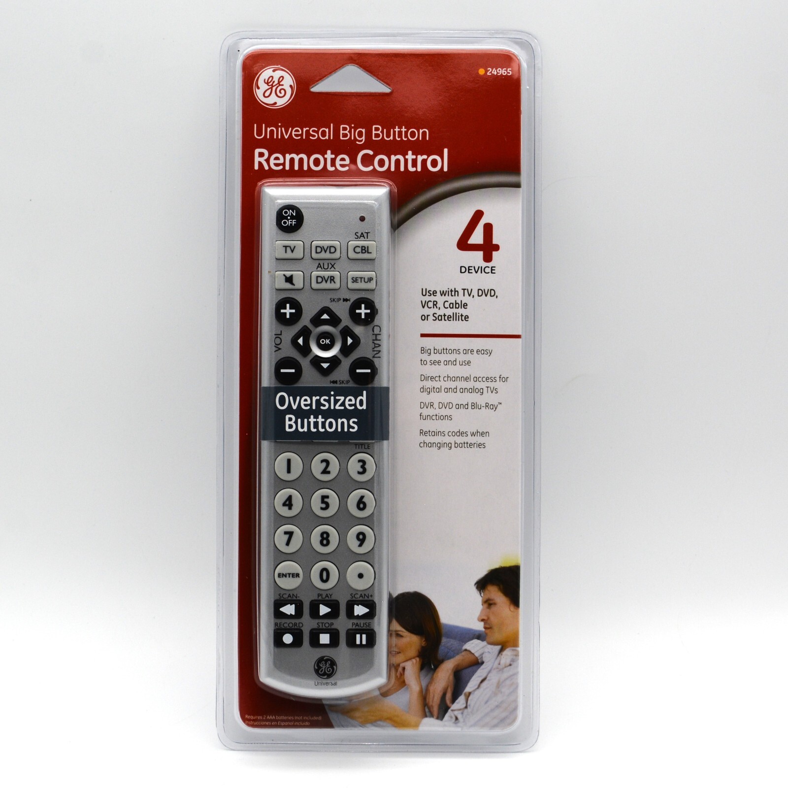 GE Universal Big Button Remote Control Oversized Buttons, Brand New ...