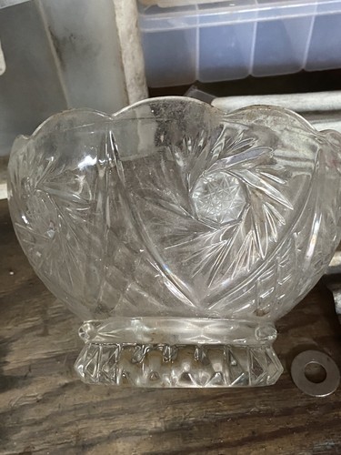 VINTAGE AVITRA CUT CRYSTAL FOOTED 8" BOWL PINWHEEL& DIAMONDS SCALLOPED ...