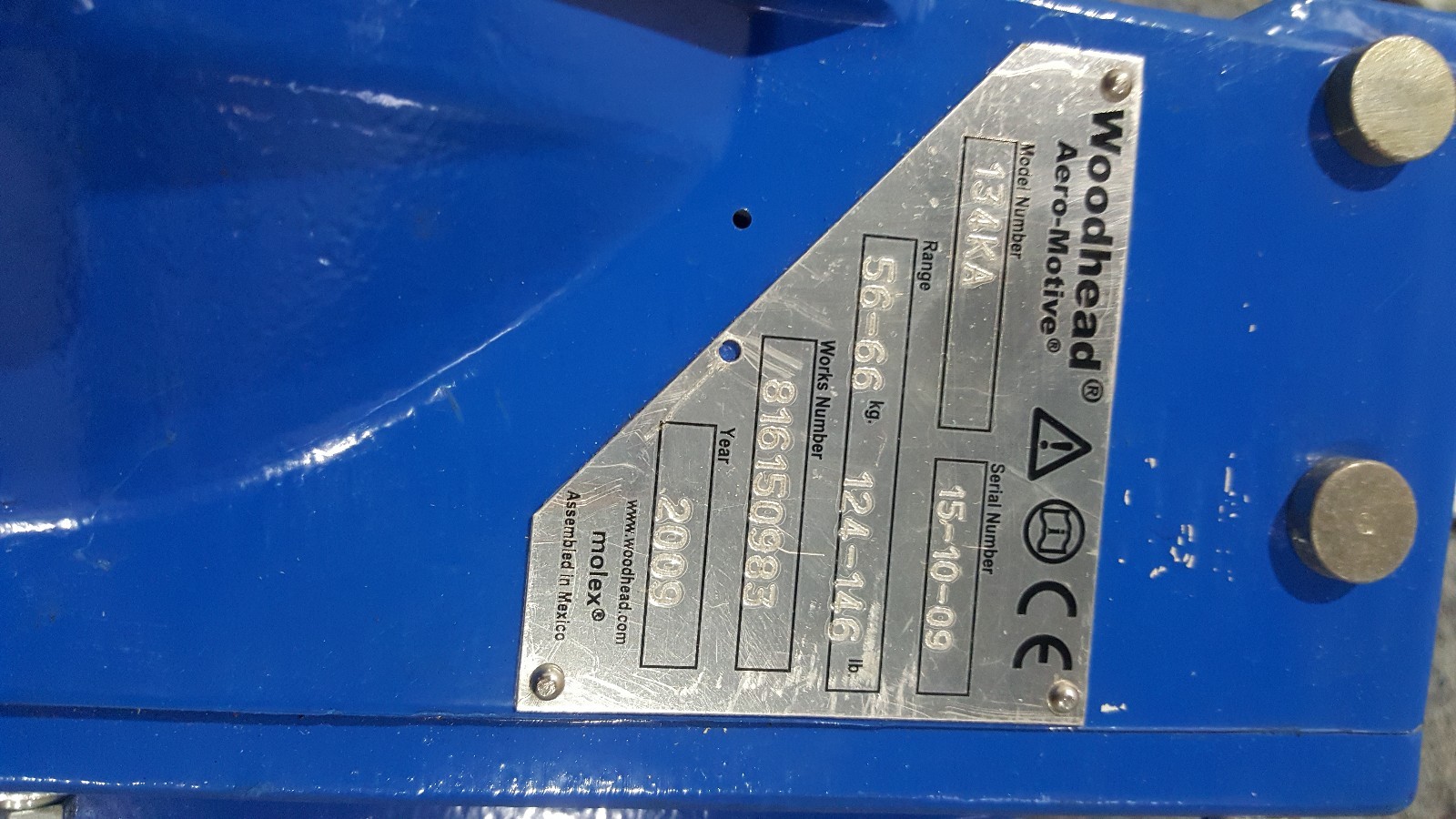 Woodhead Aero-Motive/Molex Model Number 134KA Range 56-66 kg 124-146 ...