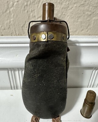 Vintage Gun Powder Flask Leather, Brown, Medium Size | eBay