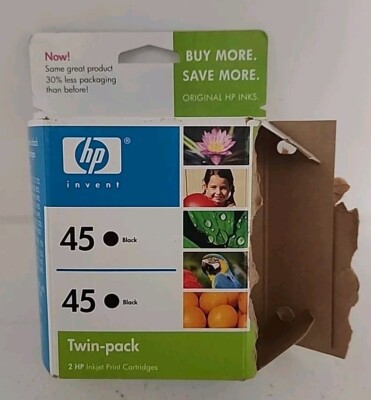 Genuine Original HP 45 Ink Cartridge Black Twin Pack Expired 12/2007 | eBay