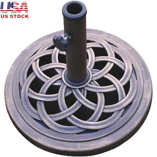 18 Inch Cast Stone Umbrella Base Rust Free Composite Round Plastic ...