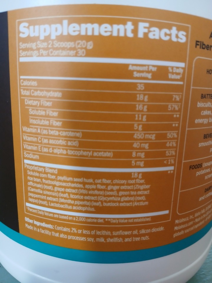 NEW SEALED Melaleuca Fiberwise All-Purpose Fiber Supplement - FREE ...