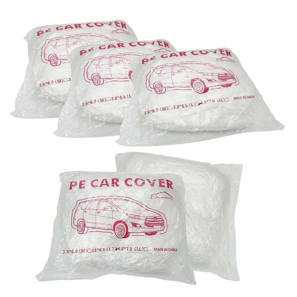 20PACK Clear Plastic Temporary Universal Disposable Car Cover Rain Dust ...