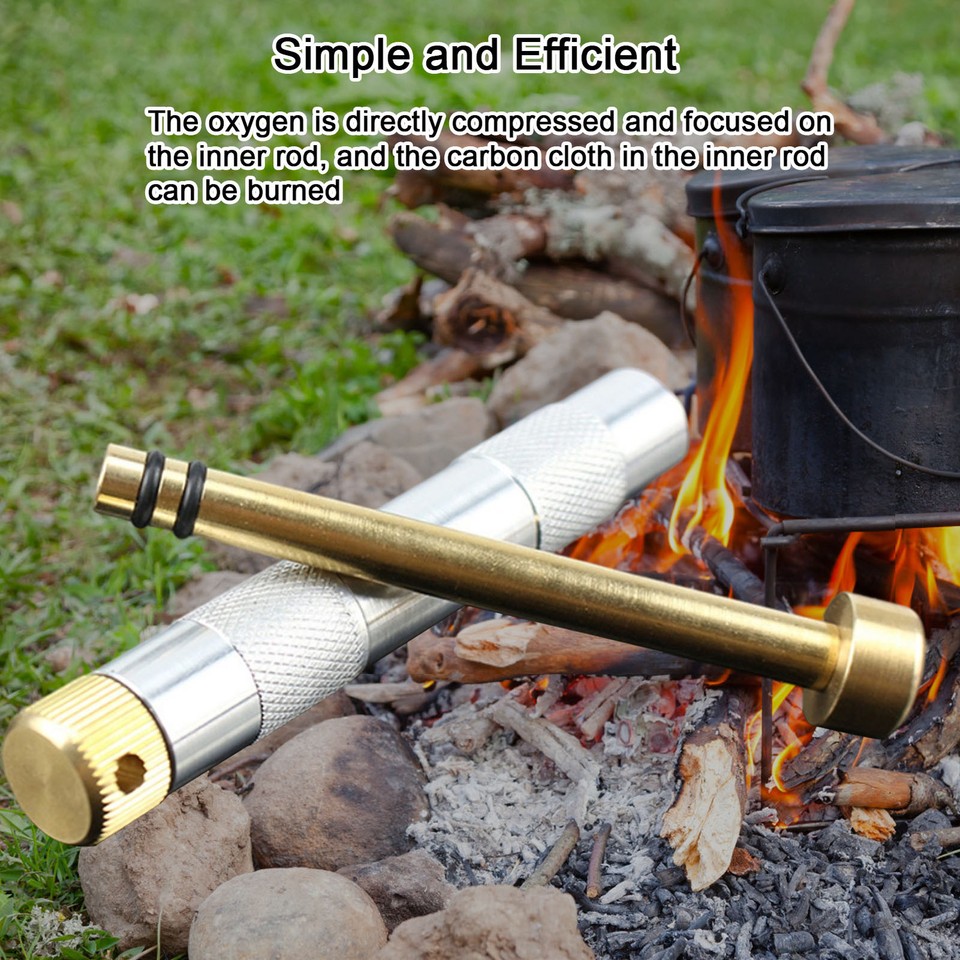 Fire Piston Fire Starter Metal Brass Fire Rod -Campers / Survival ...