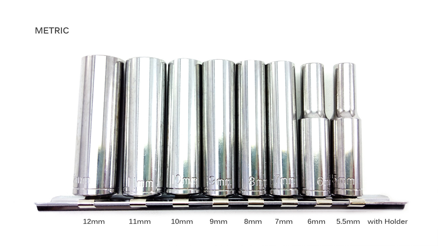 Deep Socket Set Metric Imperial Sockets 18pcs 1/4" Dr 50mm Long Ratchet ...