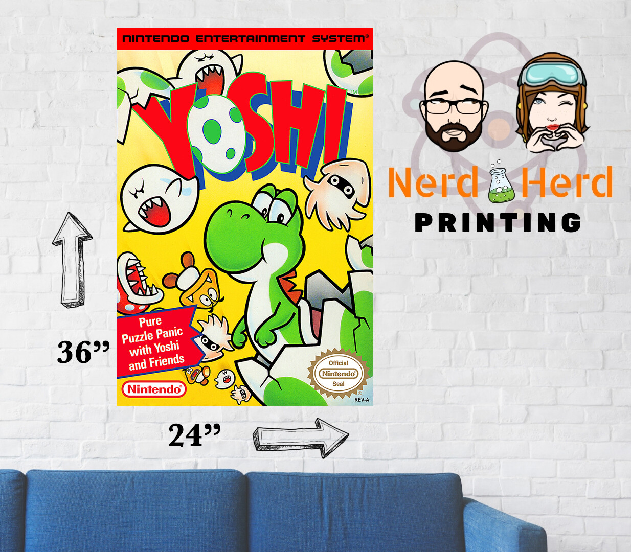 Yoshi NES Box Art Wall Poster Multiple Sizes 11x17-24x36 | eBay