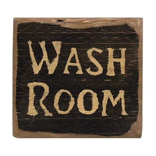 New PRIMITIVE WASH ROOM SIGN RUSTIC BLACK IVORY FARMHOUSE 7.5"H x 8"W ...