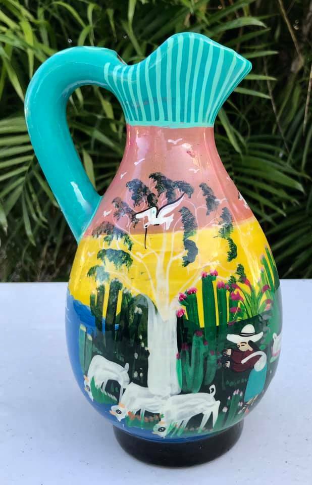Mexican Ceramic Flower Vase Pot Planter Folk Art Pottery Handmade ...